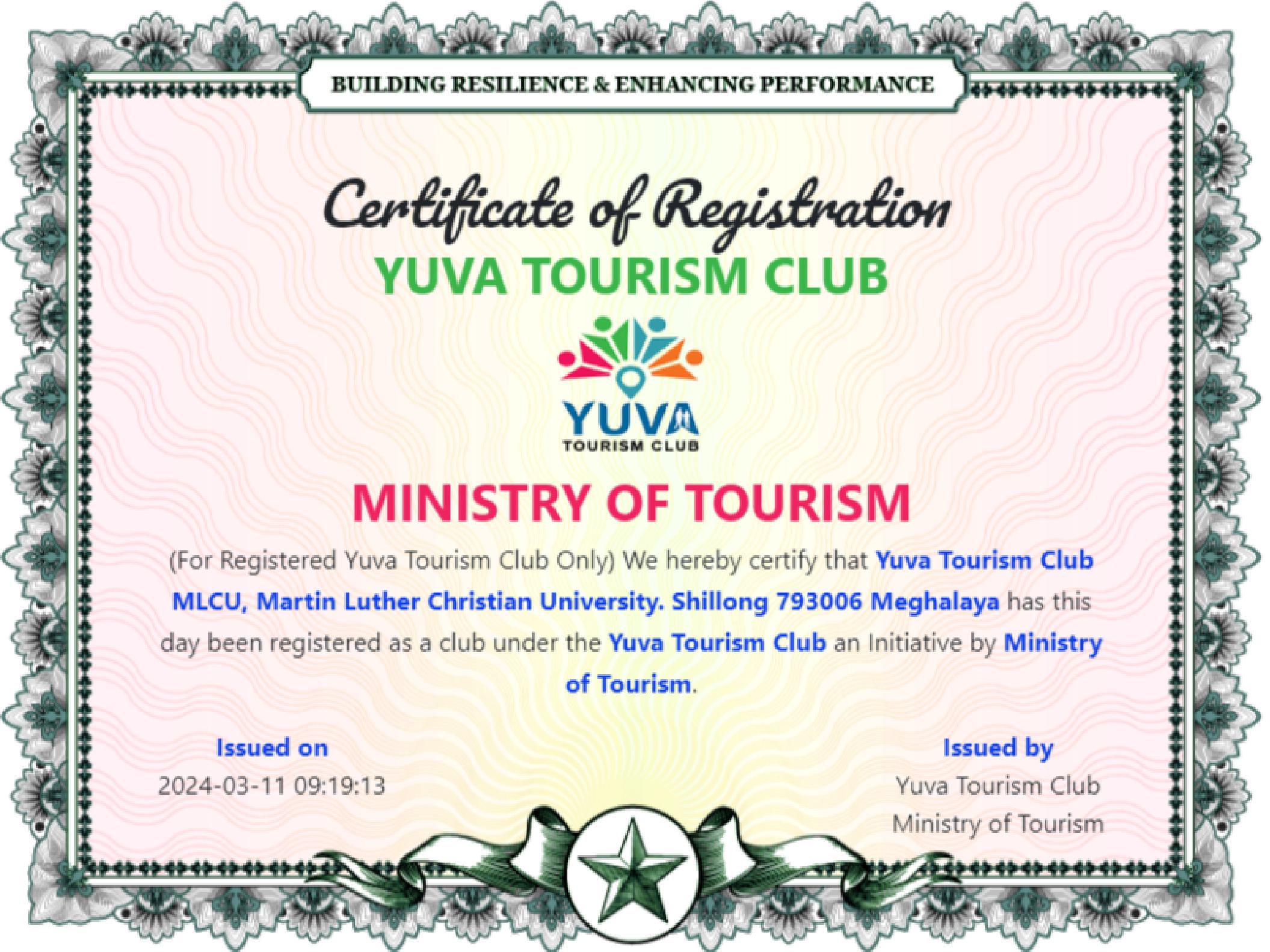 The YUVA Tourism Club, MLCU - Martin Luther Christian University
