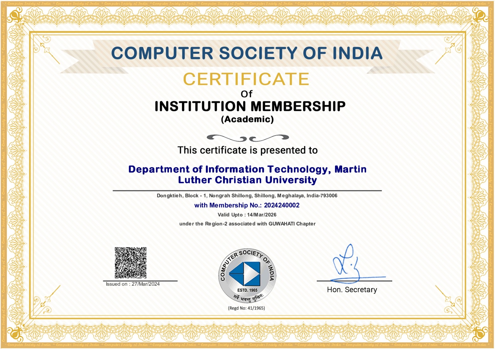 Department of Information Technology is now an Institutional Member of ...